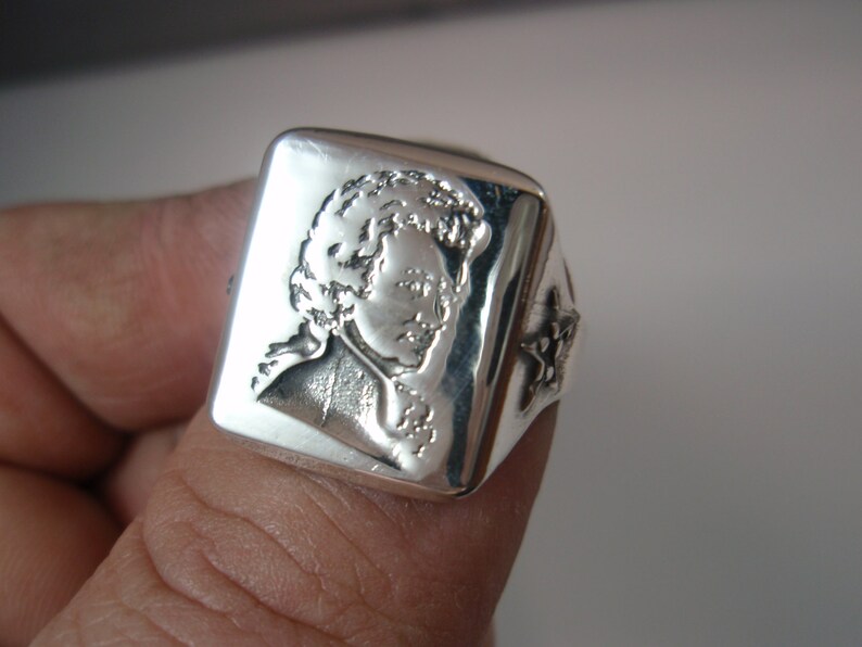 MOZART VIENNA Portrait Ring Solid Sterling Silver 925 by Ezi Zino - Etsy
