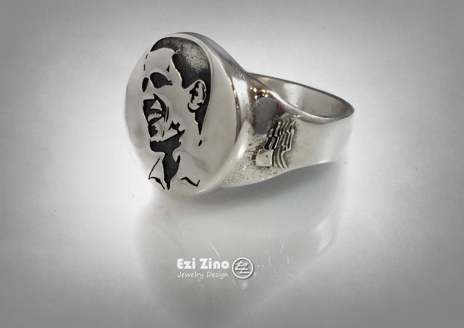 Barak Obama Portrait Sterling Silver 925 Ring by : EZI ZINO | Etsy