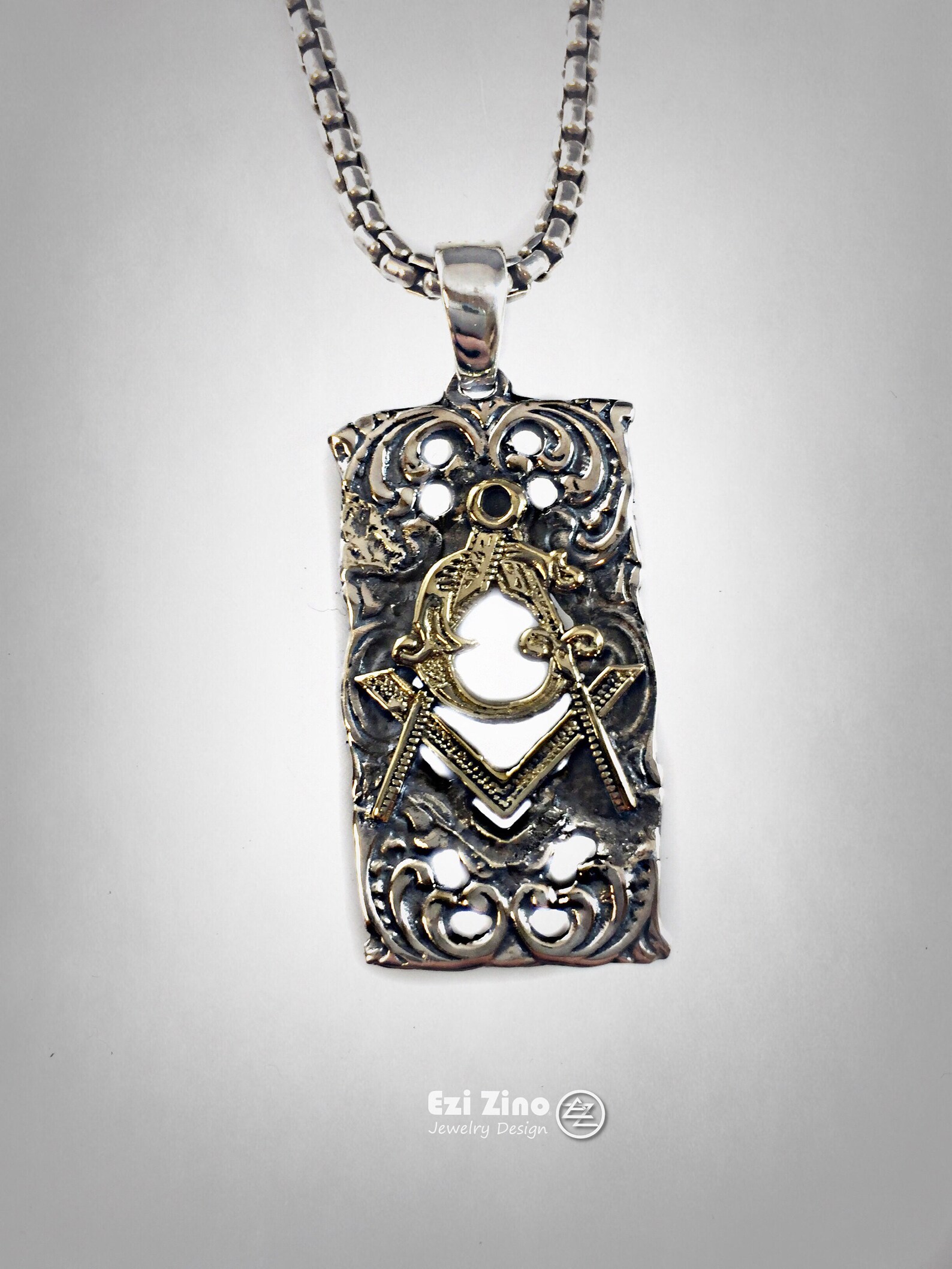 Original Ezi Zino | Vintage Bow Compass Freemason Sterling Silver 925 ...