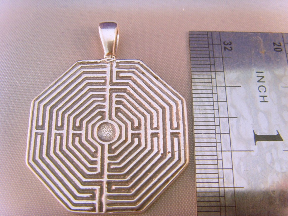 Greek LABYRINTH Maze Necklace Solid Sterling Silver 925 Ezi - Etsy