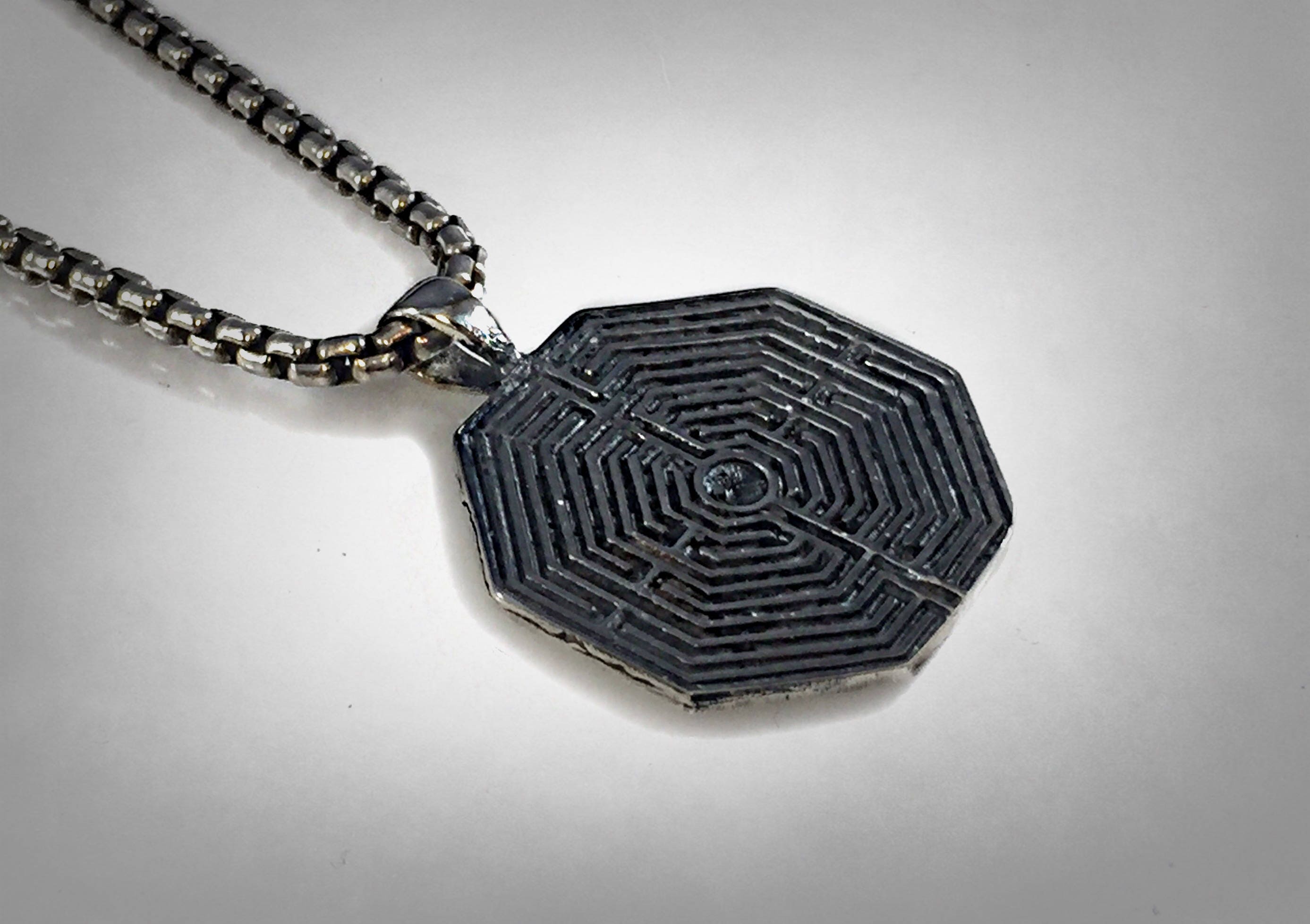 Greek LABYRINTH Maze Necklace Solid Sterling Silver 925 Ezi - Etsy