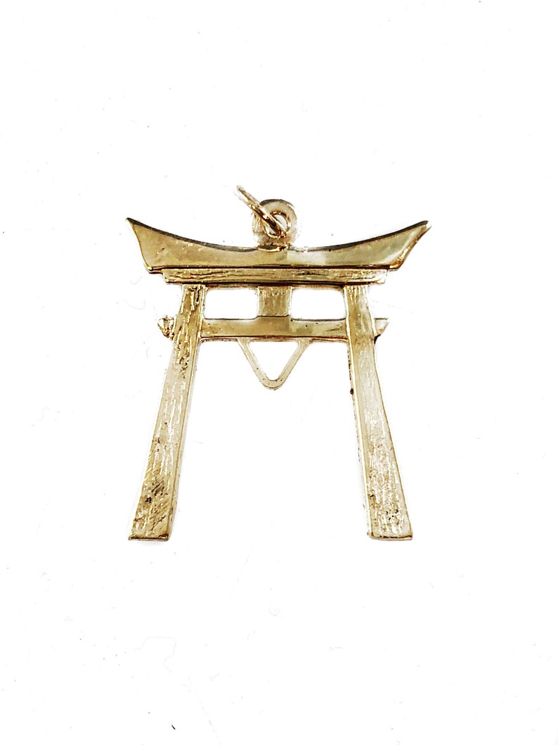 Japanese Torii Gate Shinto Pendant Solid 14k Gold - Etsy