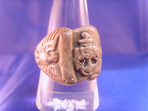 vintage WWII usa us navy MILITARY sterling silver ri… - Gem