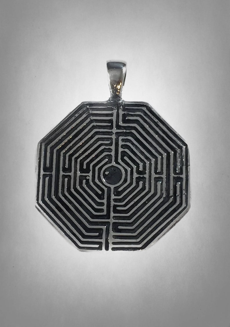 Greek LABYRINTH Maze Necklace Solid Sterling Silver 925 Ezi - Etsy