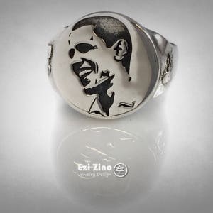 Barak Obama Portrait Sterling Silver 925 Ring by : EZI ZINO - Etsy