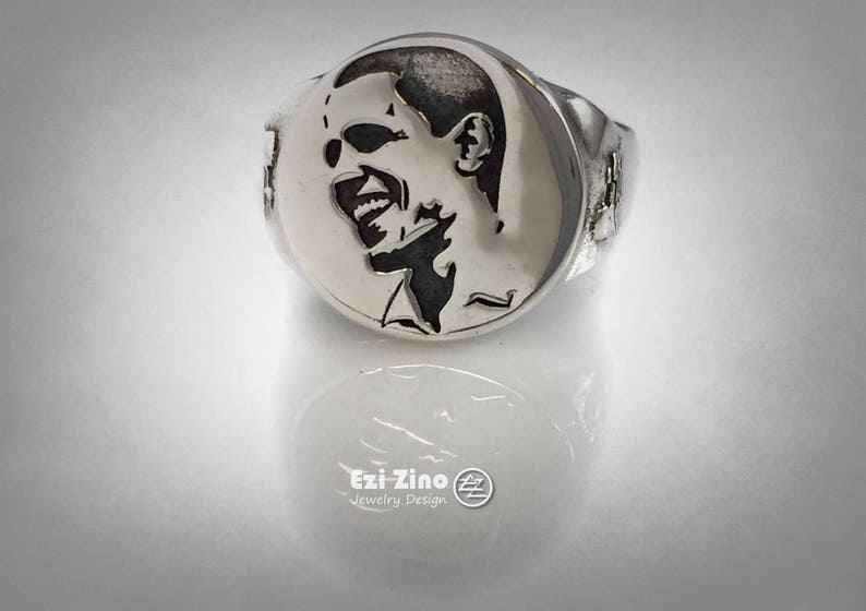 Barak Obama Portrait Sterling Silver 925 Ring by : EZI ZINO | Etsy