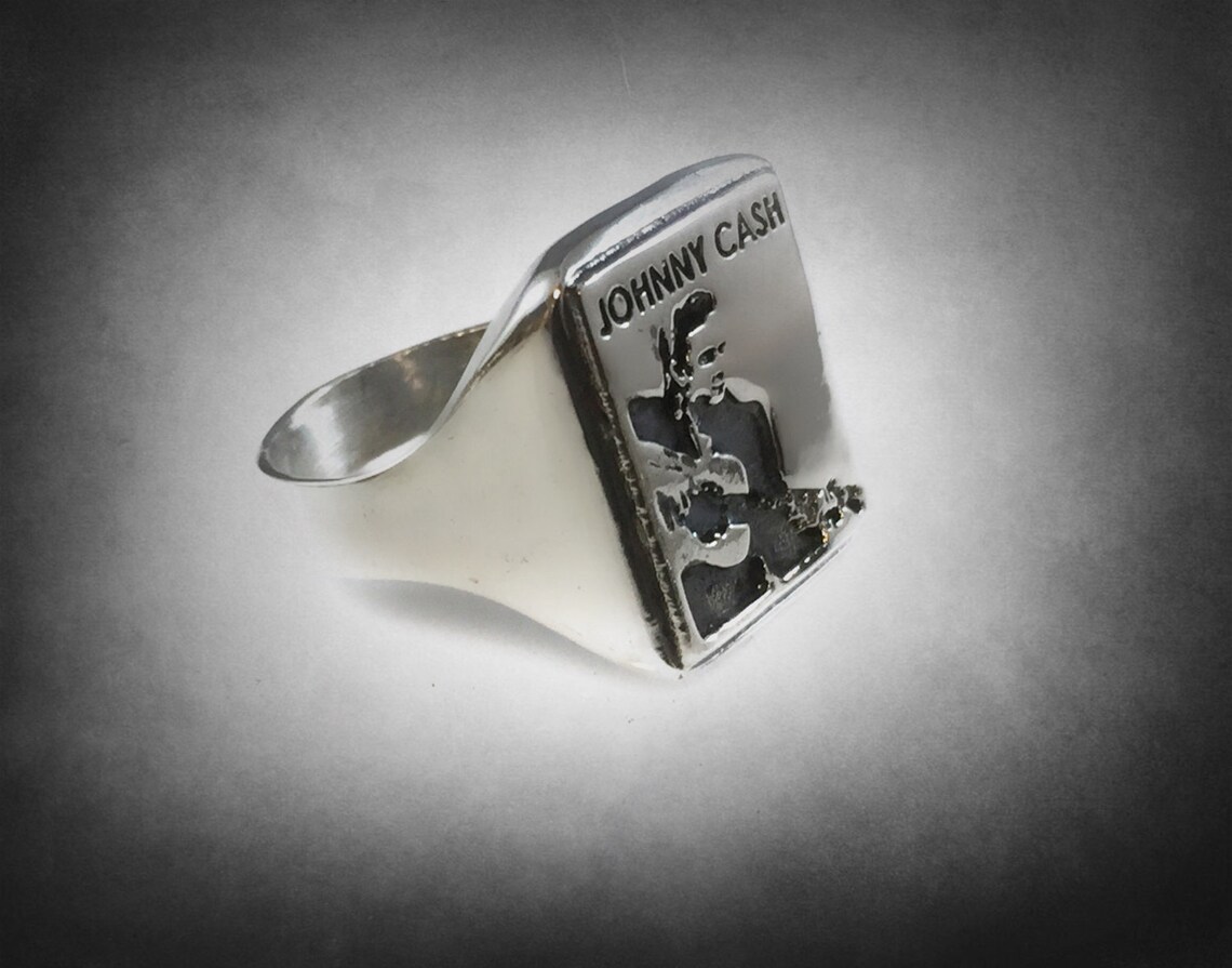 JOHNNY CASH Ring Solid Sterling Silver 925 Portrait Souvenir Fan ...