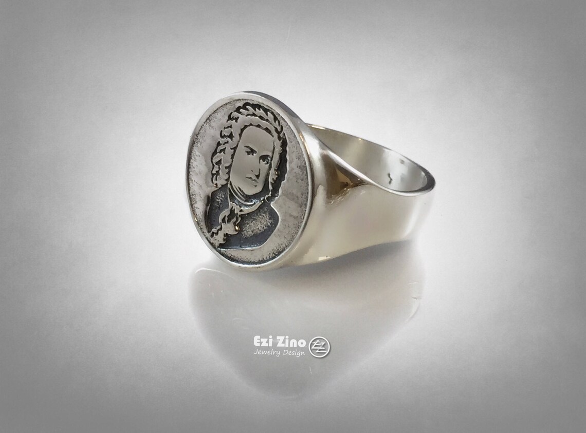 Johann Sebastian Bach Portrait Ring Solid Sterling Silver 925 | Etsy