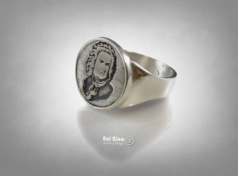 Johann Sebastian Bach Portrait Ring Solid Sterling Silver 925 | Etsy