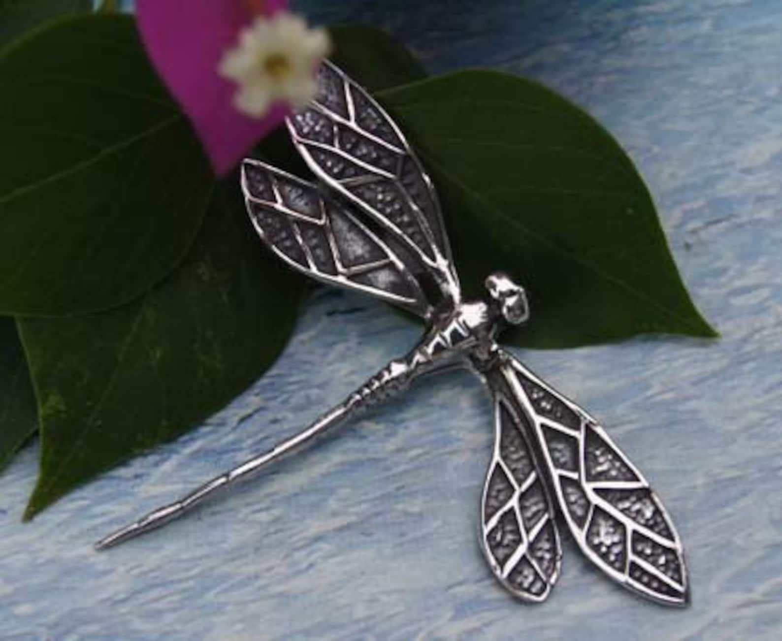 Amazing Solid 925 Sterling Silver Dragonfly Pendant - Etsy
