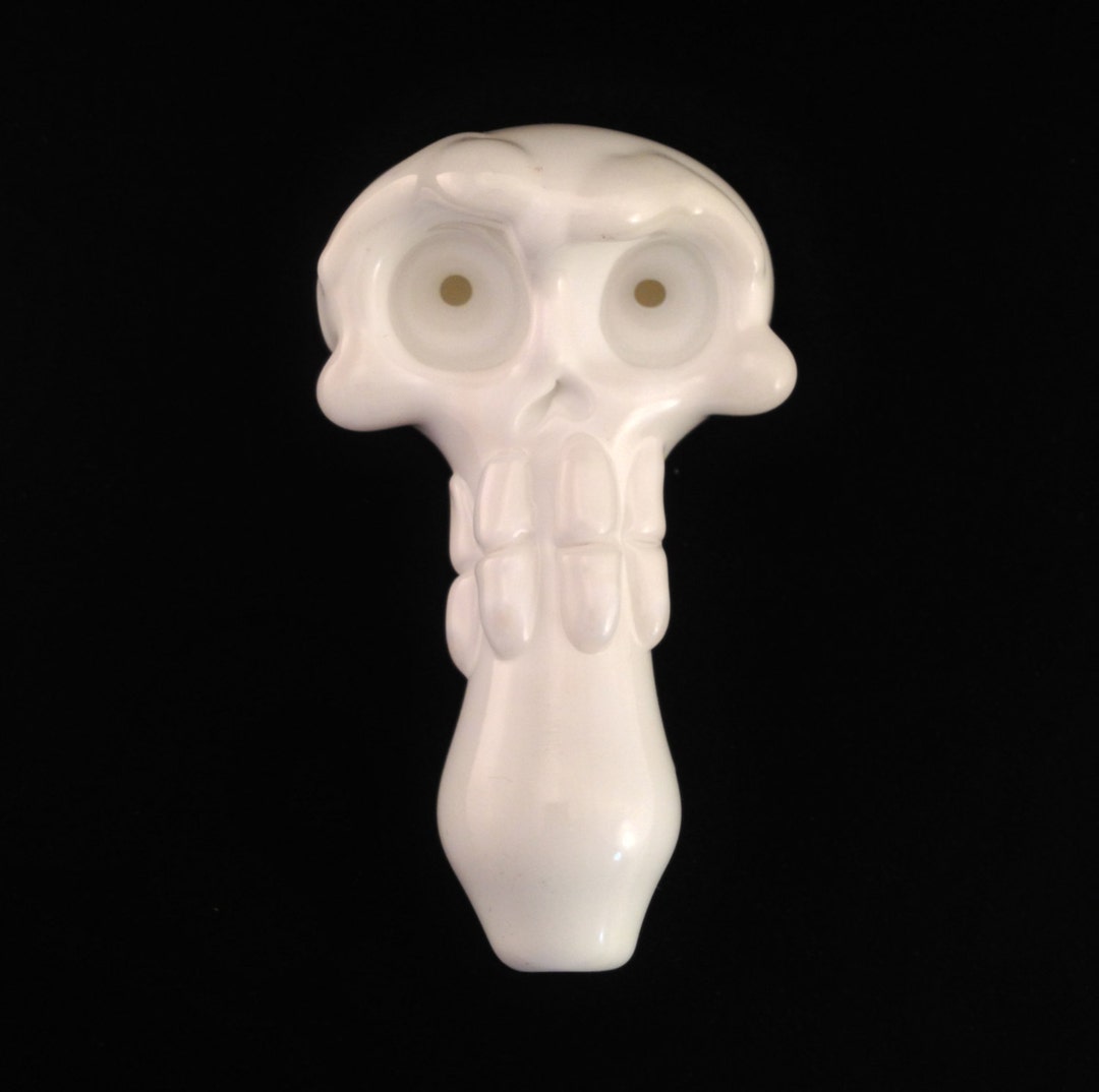 White Skull Hand Blown Glass Pipe - Etsy