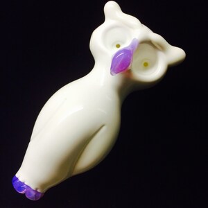 Pink Slime and White Owl Pipe Boglass Hand Blown Glass - Etsy