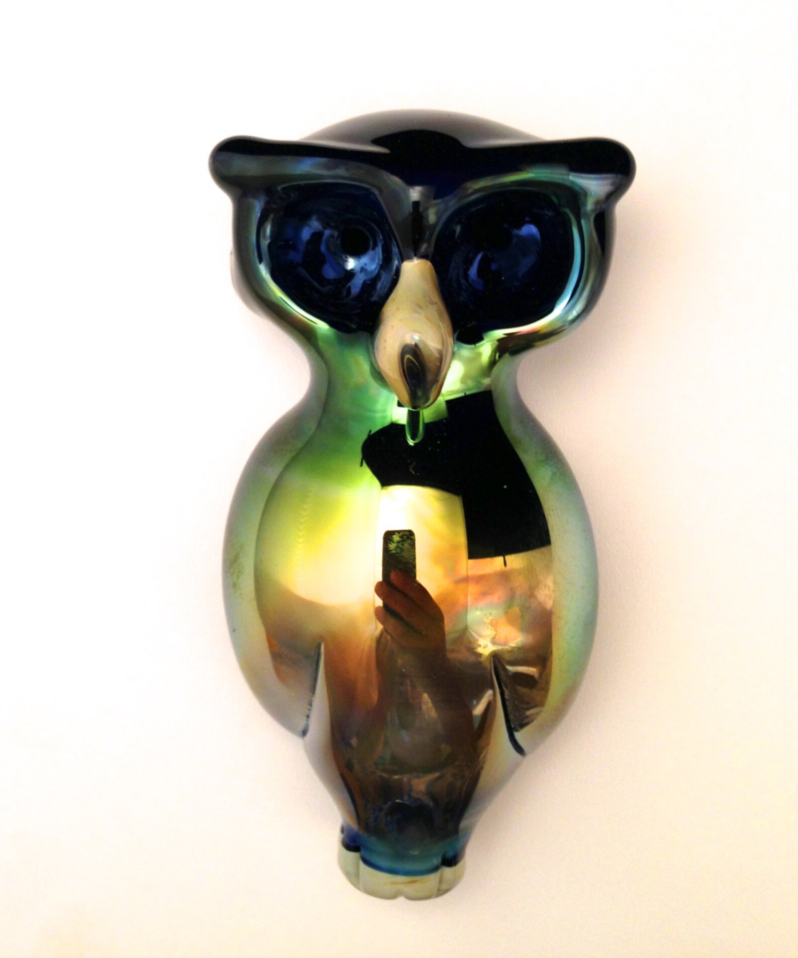 Owl Pipe With Gold and Silver Fume Hand Blown Glass Pipe - Etsy