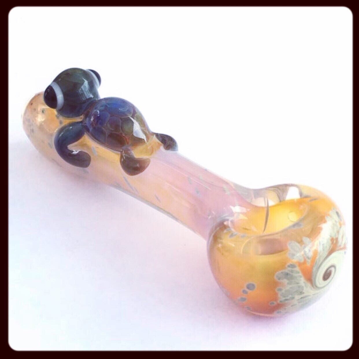 Turtle Critter Hand Blown Glass Pipe || Color Changing Pipe || Ocean ...