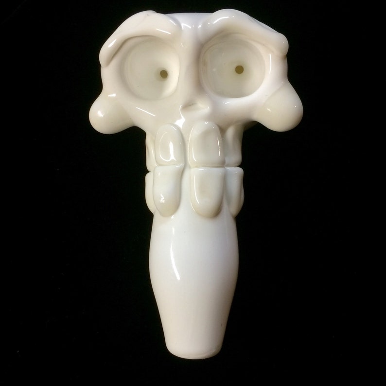 White Skull Hand Blown Glass Pipe | Etsy
