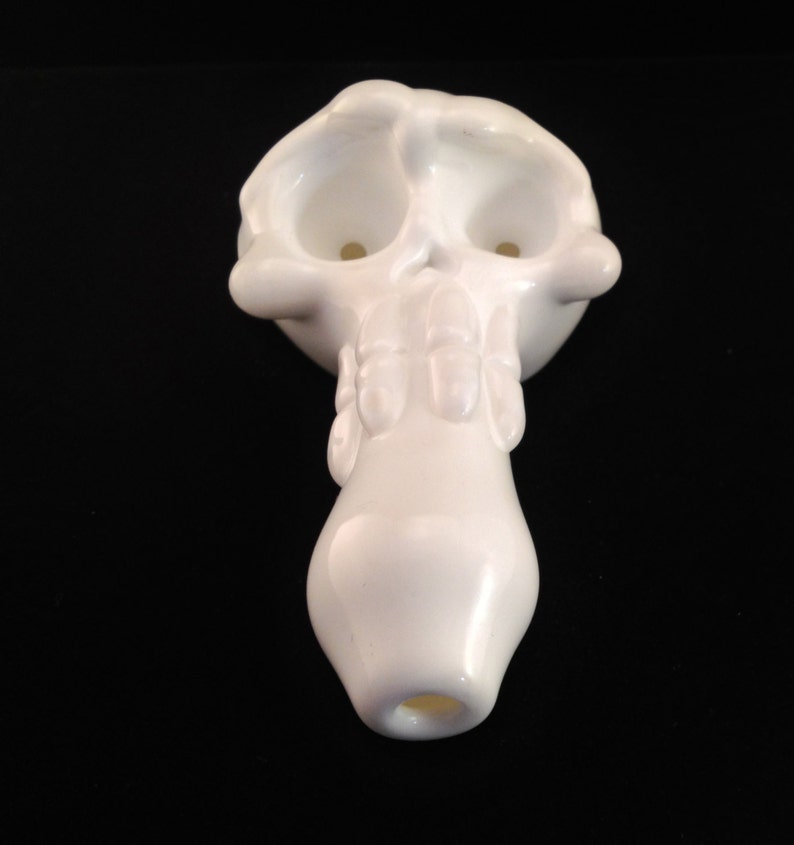 White Skull Hand Blown Glass Pipe | Etsy