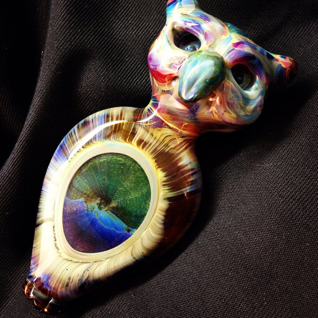 Hand Blown Glass Owl Pipe Single Bowl - Etsy