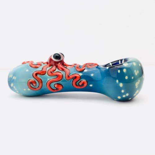 Hand Blown Glass Octopus Pipe - Etsy