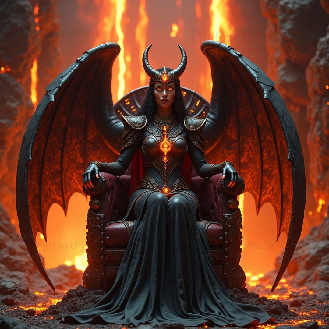 Lava Goddess Fantasy Art – Infernal Throne Print Magma Citadel Wall ...