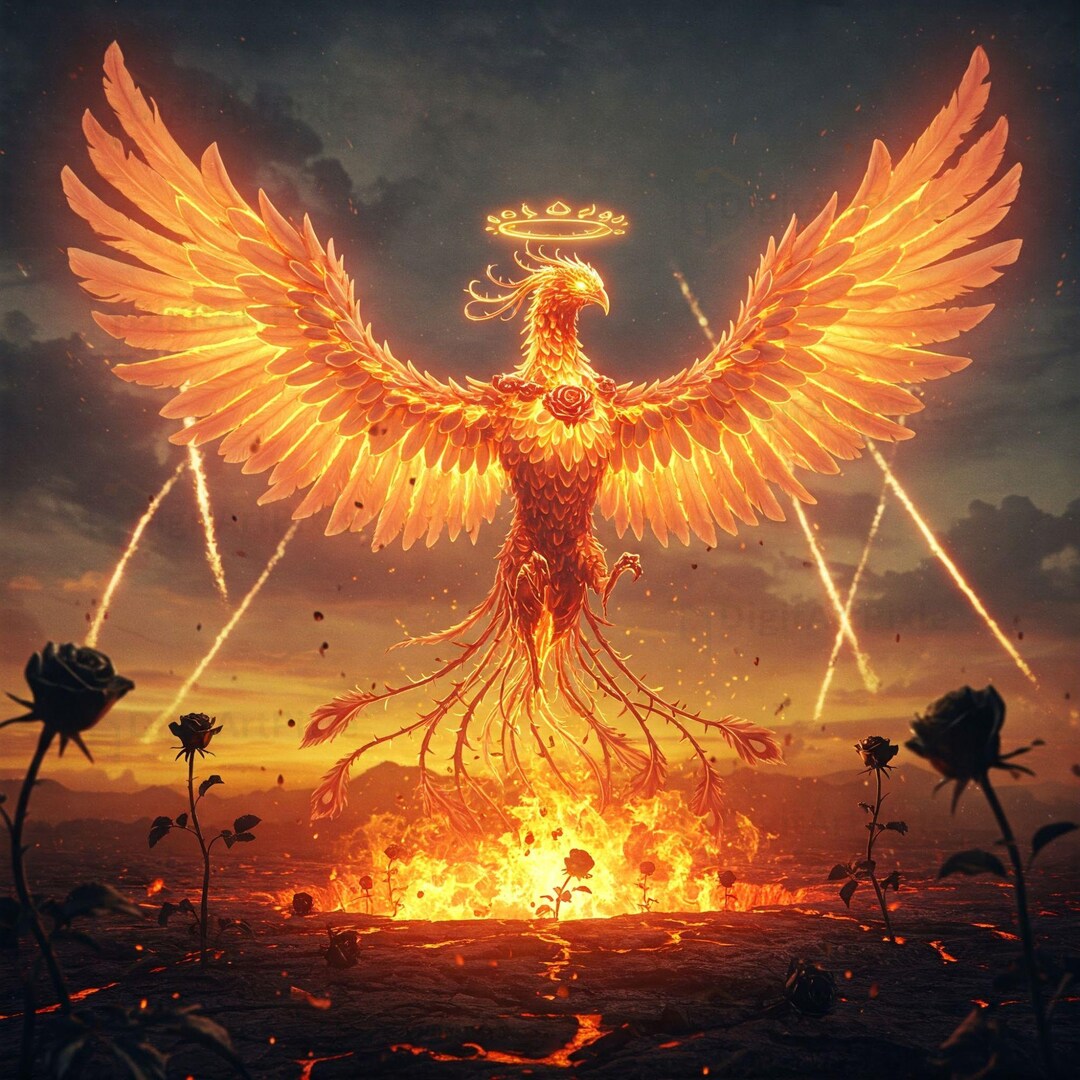 Ember Rose Phoenix III: the Rise – Surreal Rose-winged Phoenix Rebirth ...