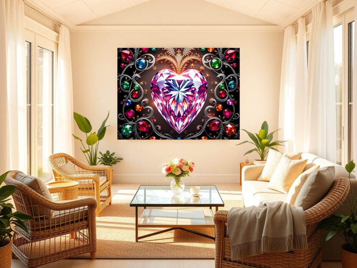 Diamond Gem Art Print Fantasy Digital Download Surreal Printable Wall ...