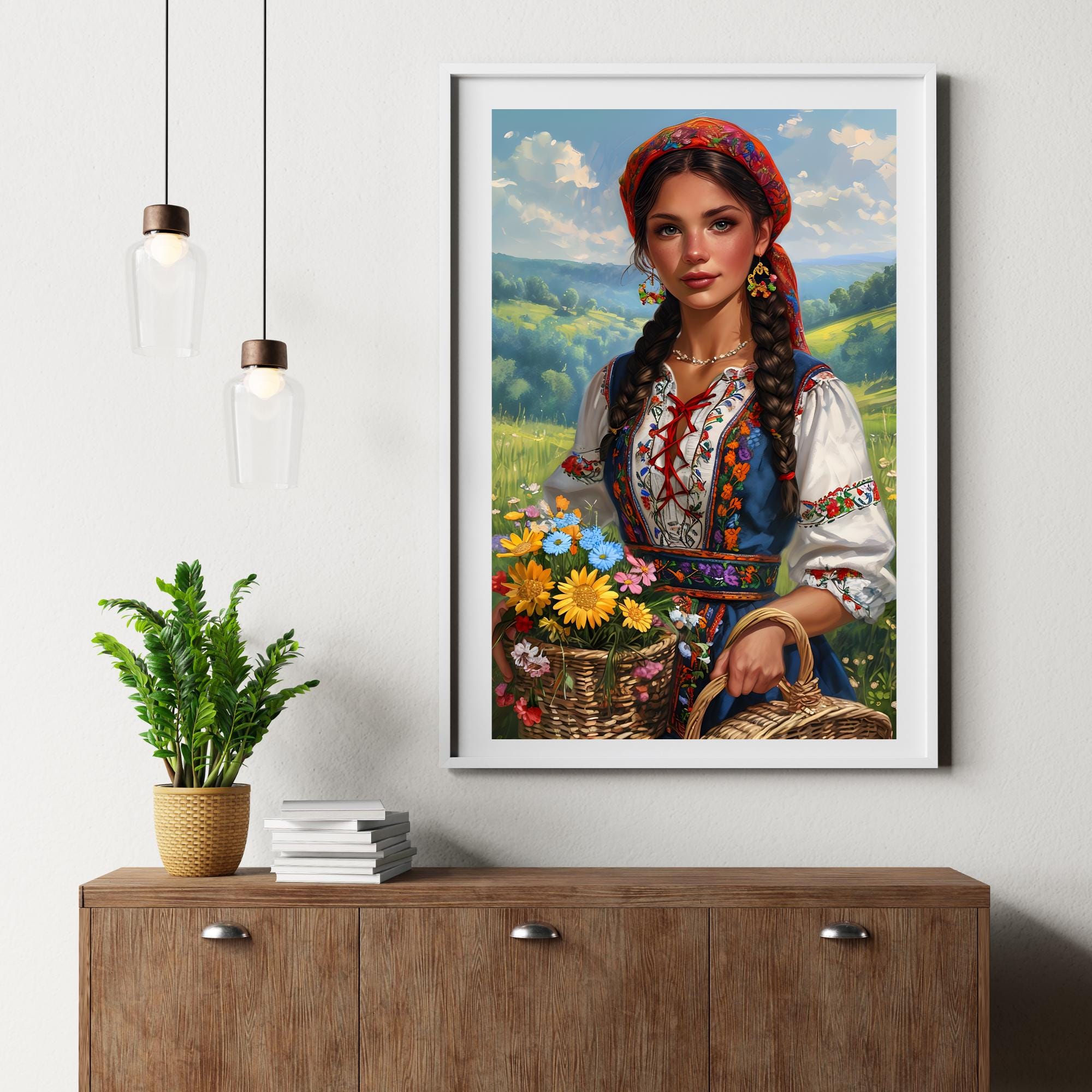 Romanian Blouse Embroidery Print: Traditional Folk Art Poster (digital ...
