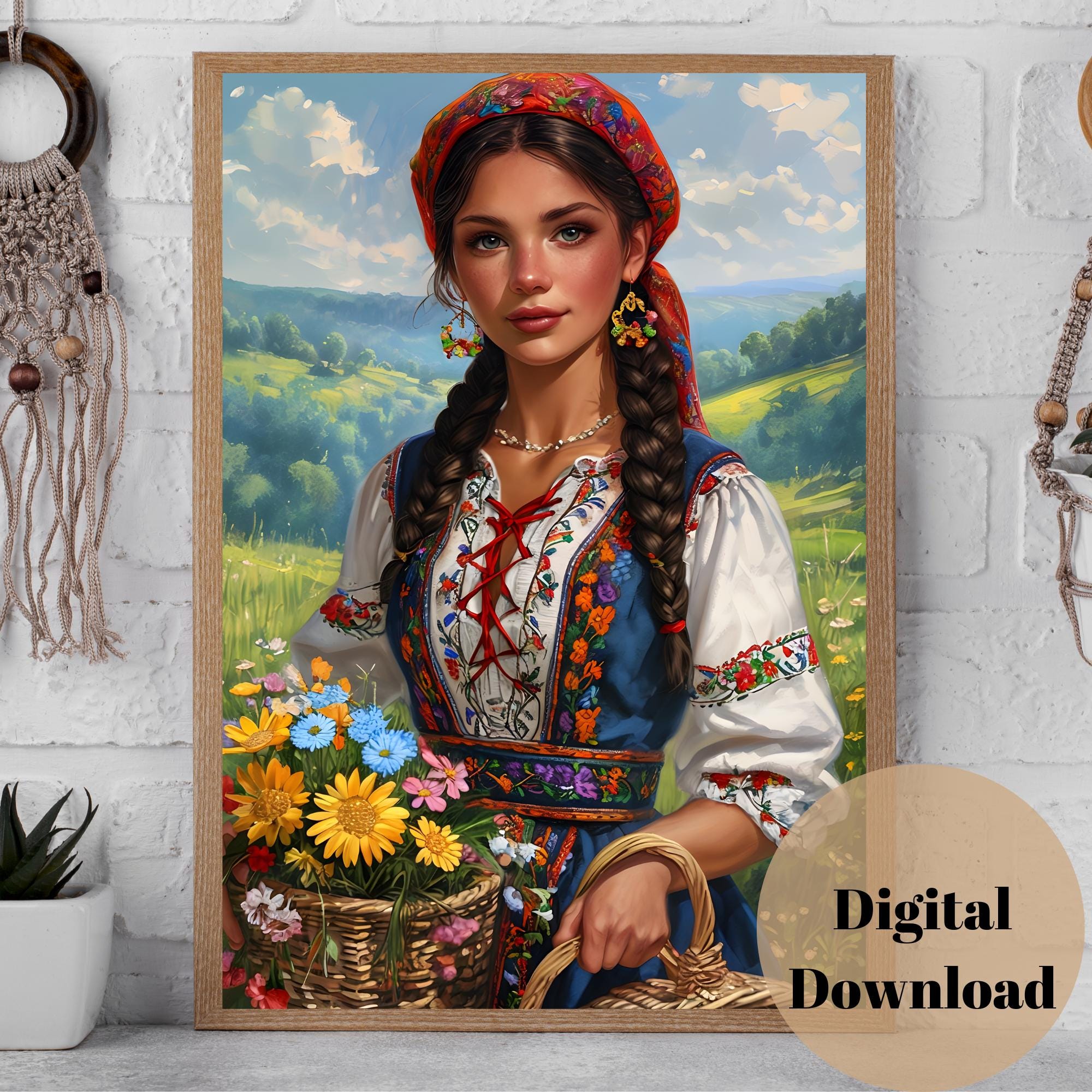 Romanian Blouse Embroidery Print: Traditional Folk Art Poster (digital ...