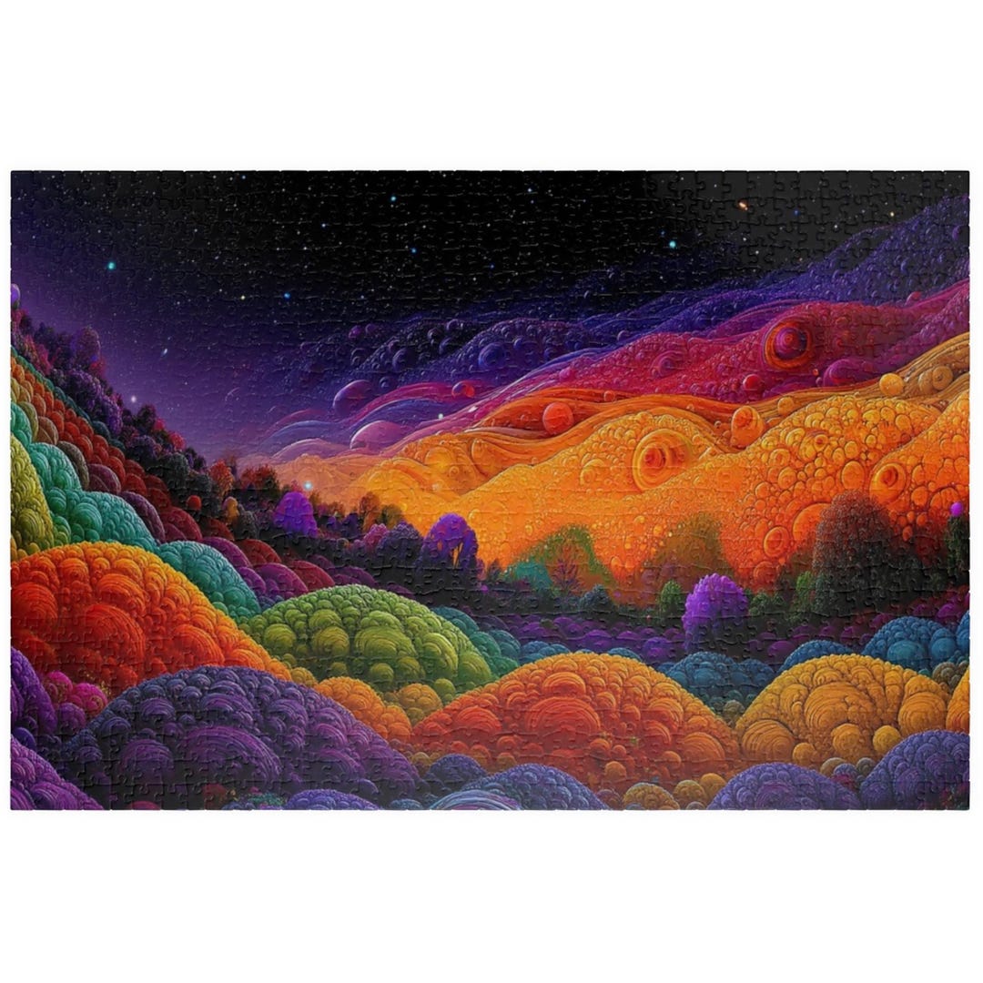 Vibrant Colorful Fantasy Landscape Jigsaw Puzzle, Abstract Psychedelic ...