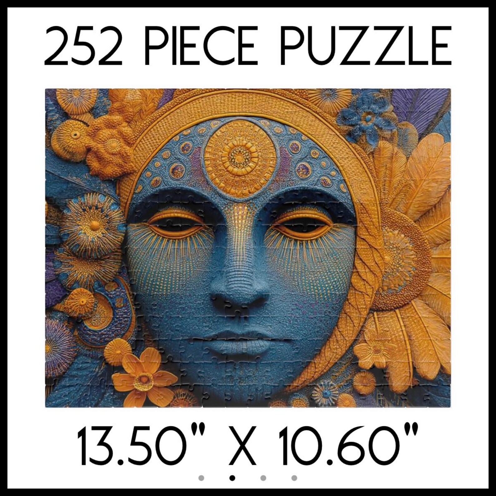 Blue Sun Goddess Puzzle, Vibrant Floral Design, Intricate Patterns ...