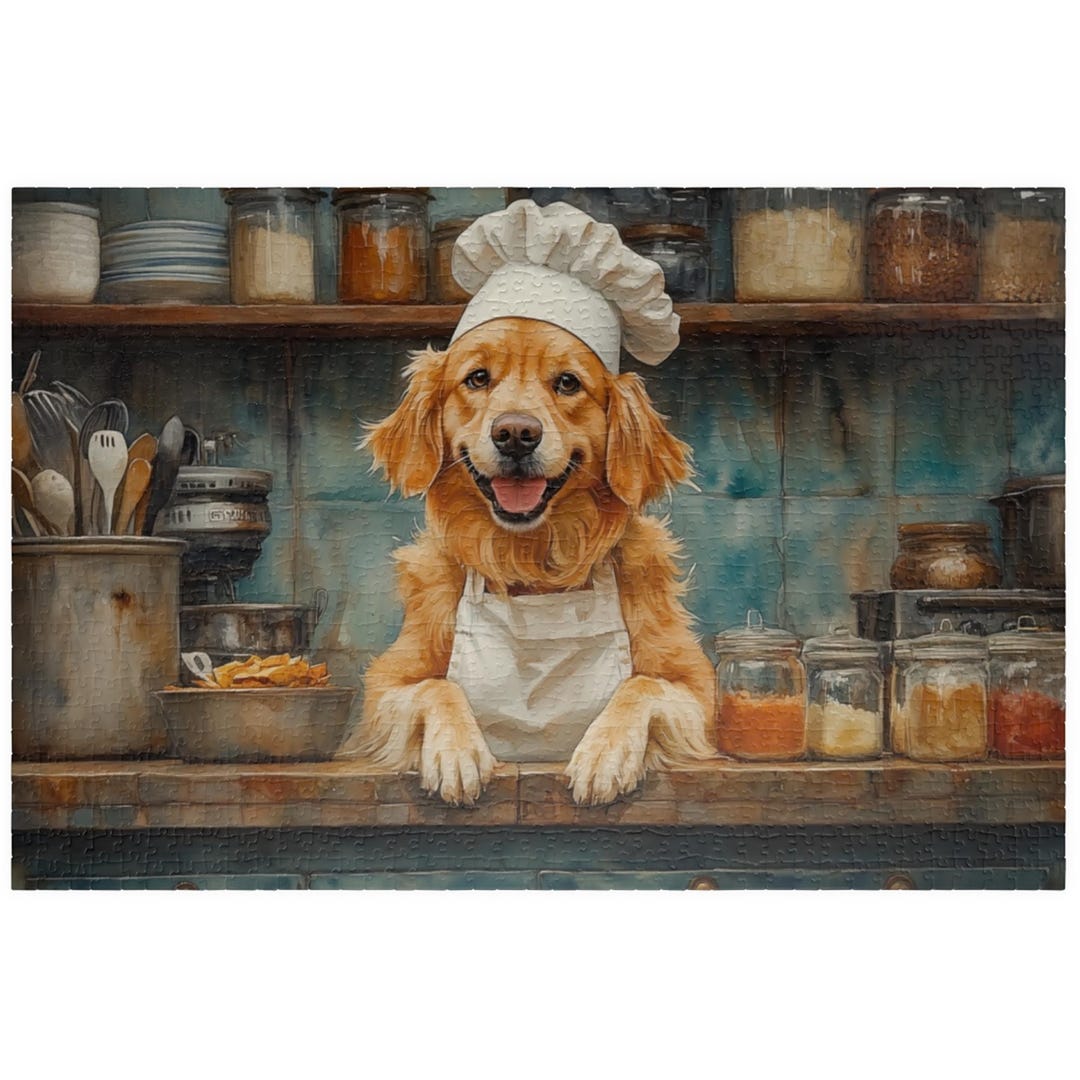Golden Retriever Chef Jigsaw Puzzle - Fun Dog Puzzle for Families, Gift ...