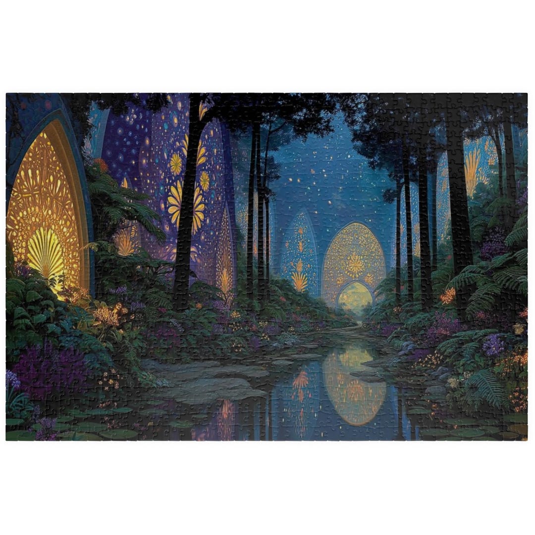 Enchanted Forest Puzzle, 1000+ Pieces, Magical Trees With Glowing ...