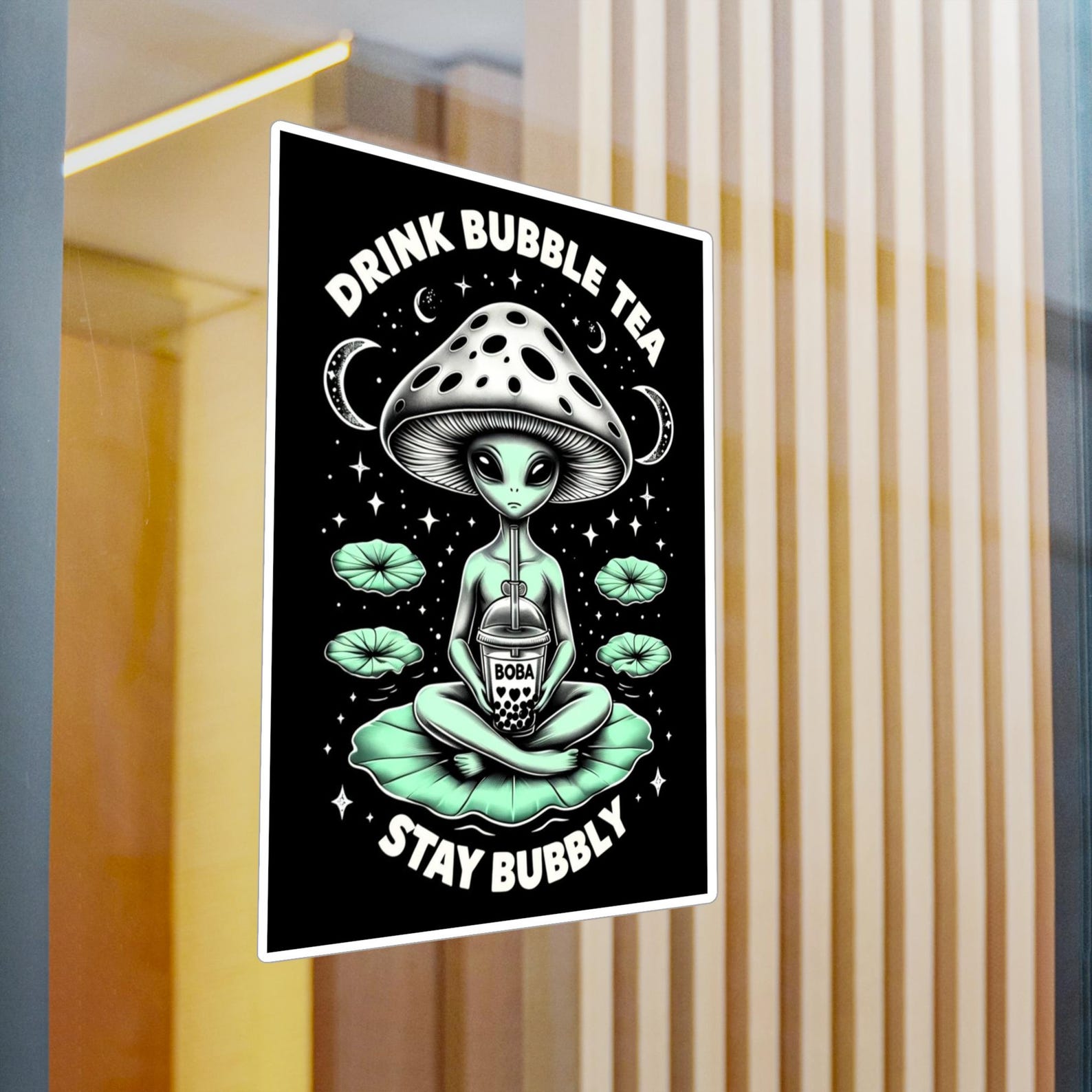 Bubble Tea Vinyl Decals: Alien Boba Tea Stickers, Fun Decor - Etsy