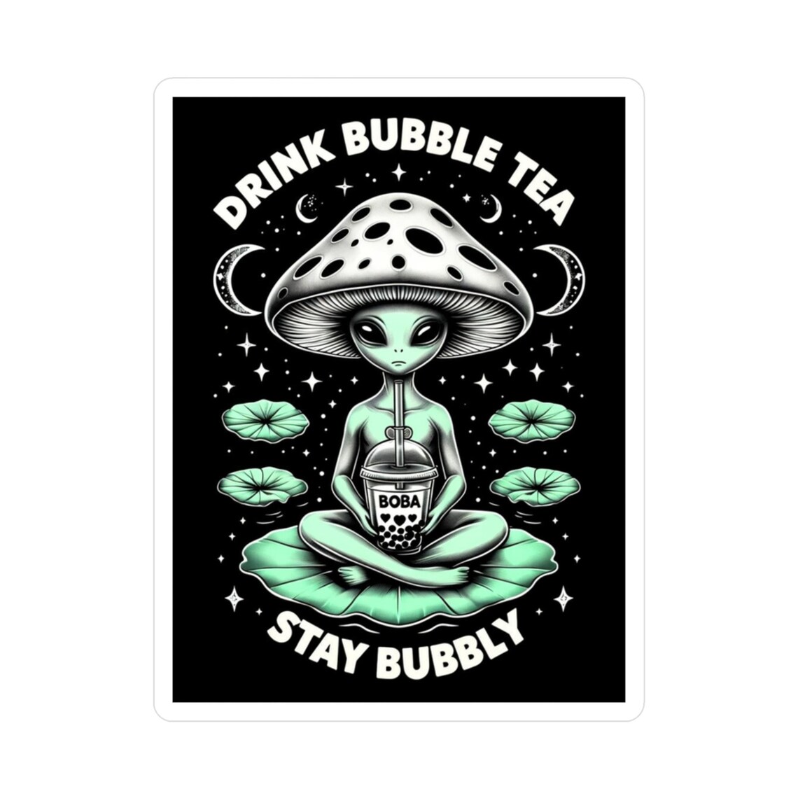 Bubble Tea Vinyl Decals: Alien Boba Tea Stickers, Fun Decor - Etsy