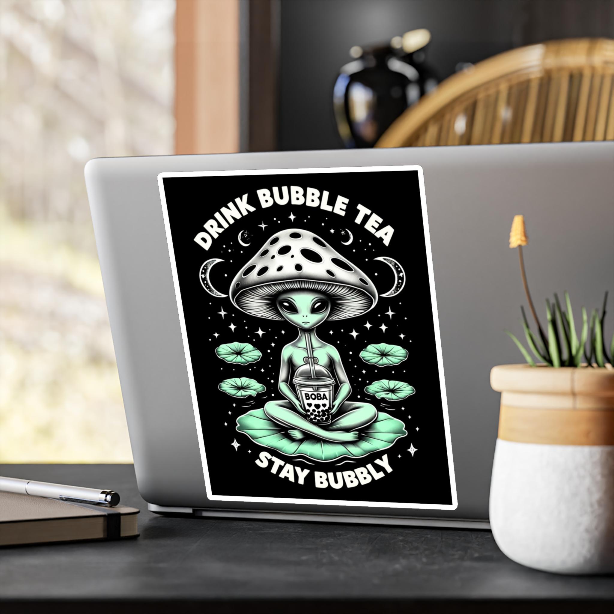 Bubble Tea Vinyl Decals: Alien Boba Tea Stickers, Fun Decor - Etsy