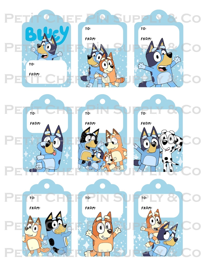 Blue Puppy Gift Tags | Kids Birthday Party Printables (digital Download ...