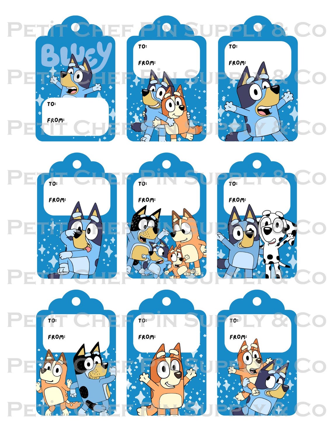 Blue Puppy Gift Tags | Kids Birthday Party Printables (digital Download ...