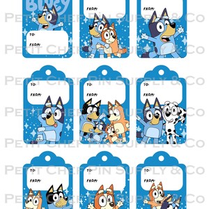 Blue Puppy Gift Tags | Kids Birthday Party Printables (digital Download ...