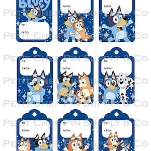 Blue Puppy Gift Tags | Kids Birthday Party Printables (digital Download ...