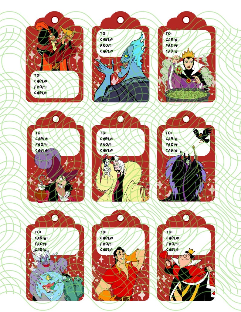 Disney Cruise Gift Tag | Disney Villains | DCL Fish Extender Tags ...
