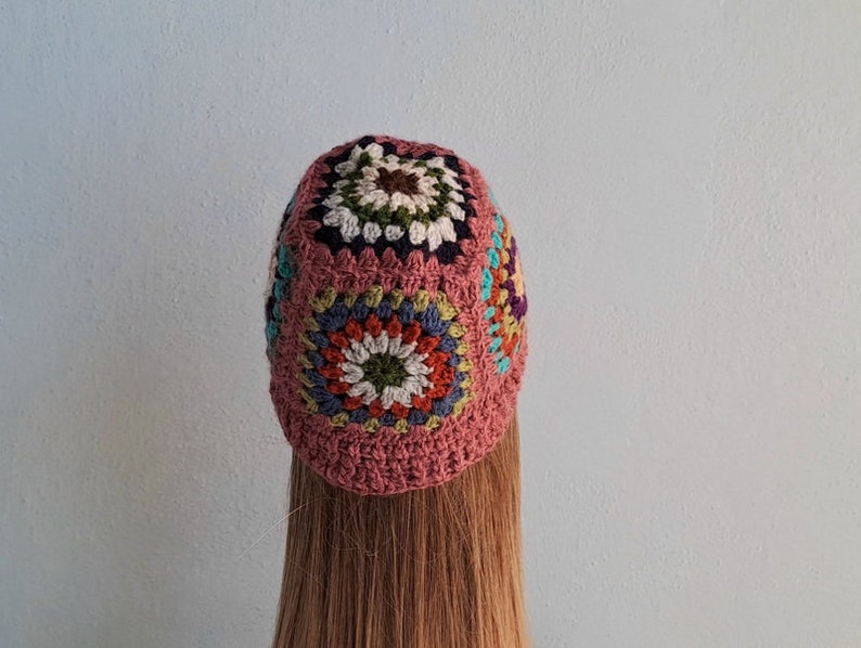 Crocheted Granny Square Cap Granny Beanie Boho Crochet Hat - Etsy