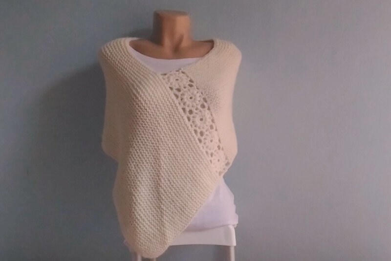 Cream Poncho Wedding Poncho Ivory Poncho Hand Knitted | Etsy