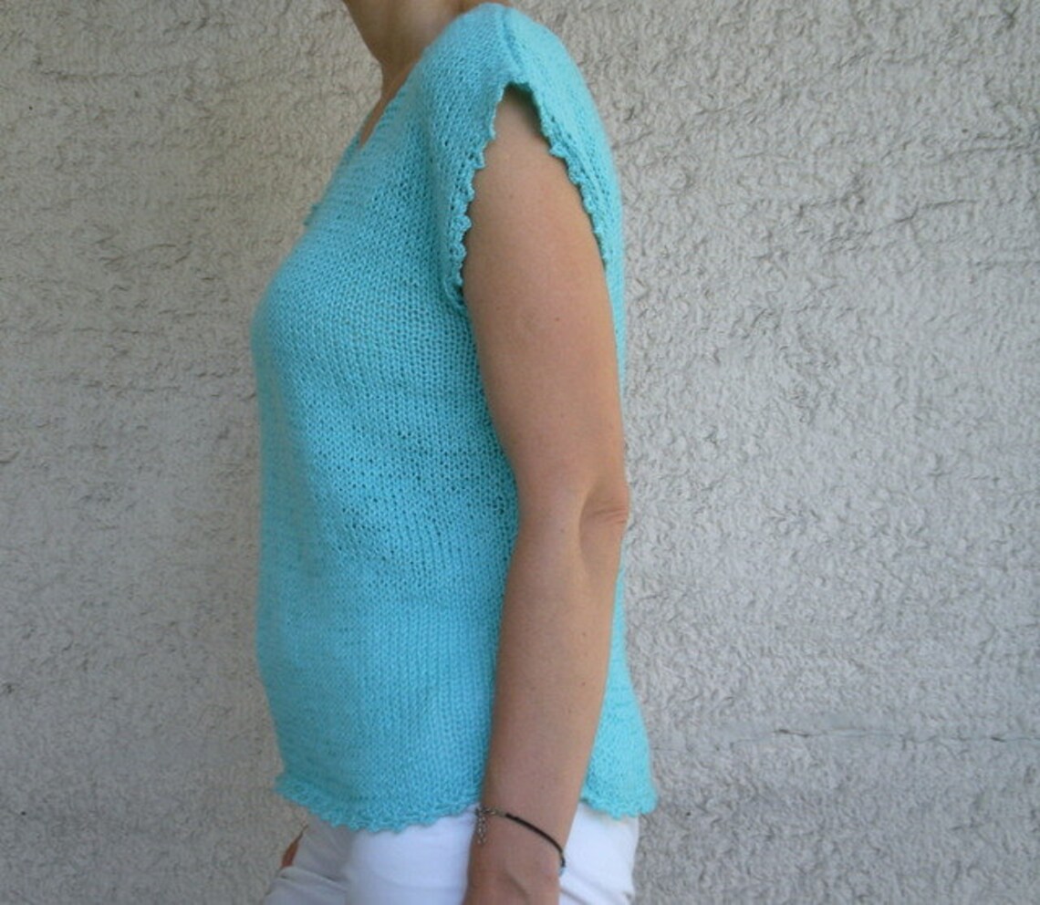 Women Sweater Cotton Sweater Aqua Blue Sweater - Etsy