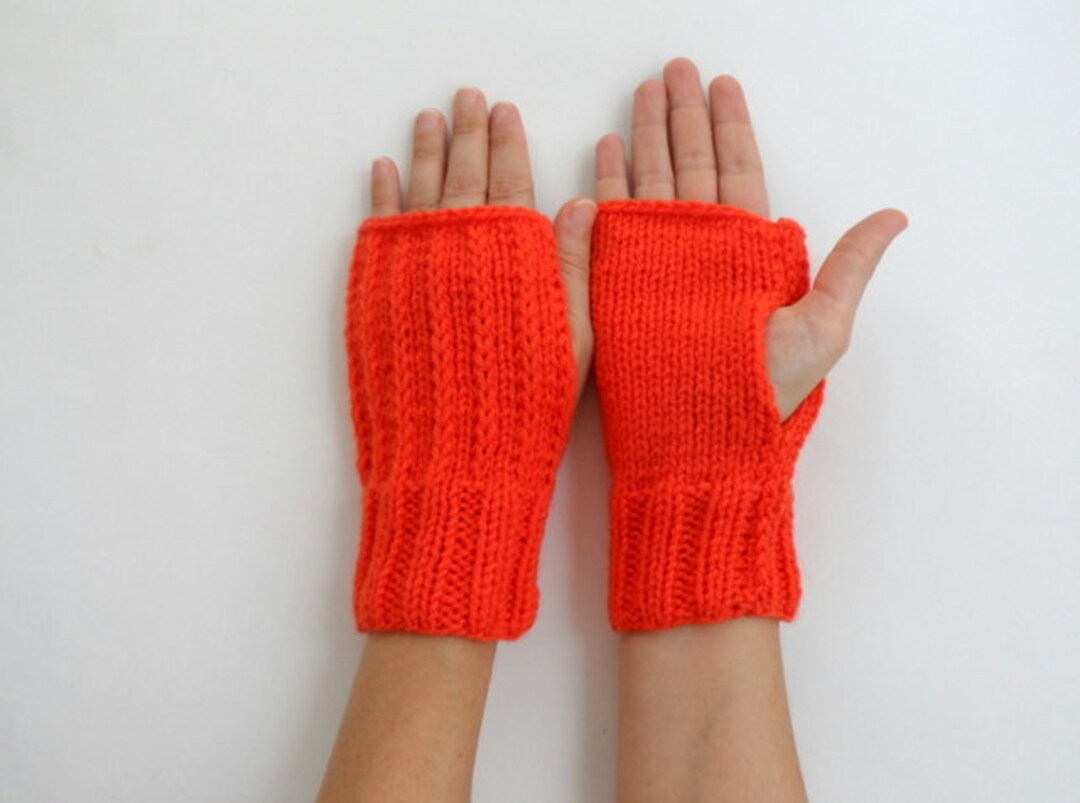 Fingerless Gloves Orange, Pumpkin Wrist Warmers - Etsy