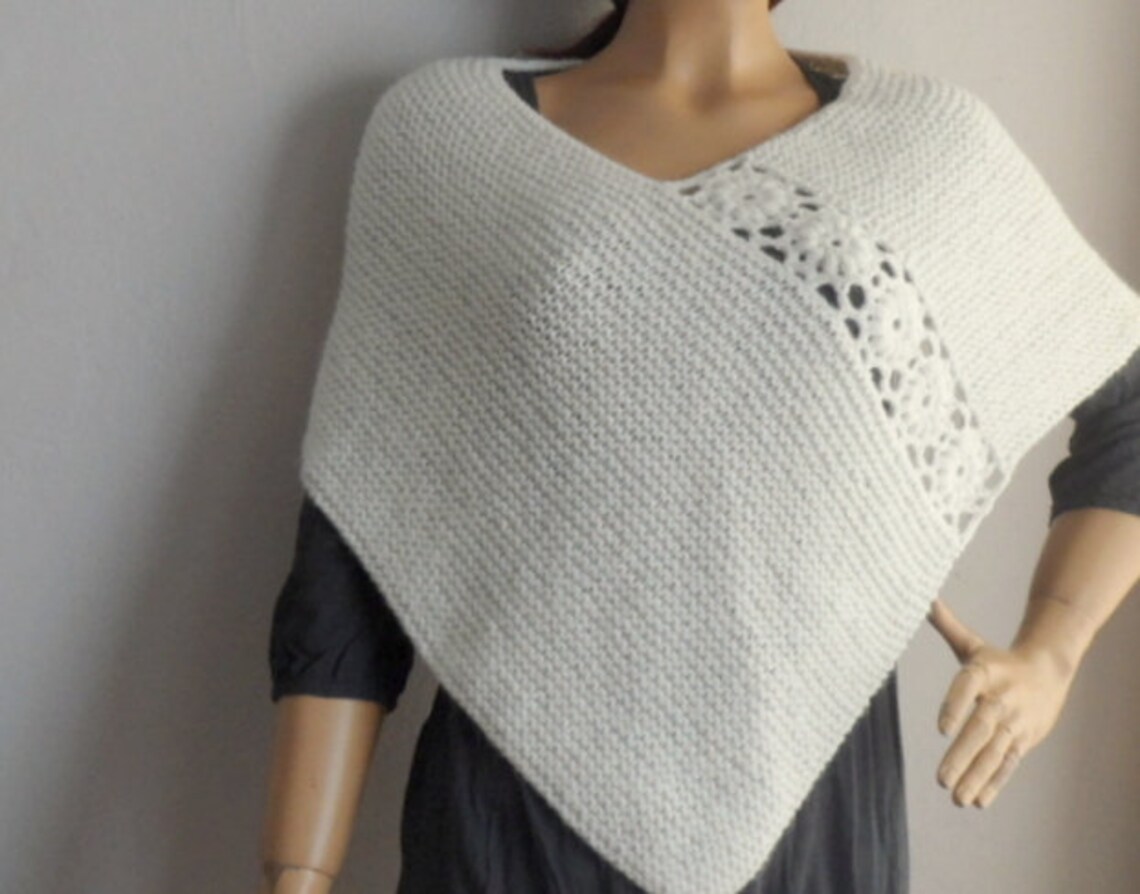 Cream Poncho Wedding Poncho Ivory Poncho Hand Knitted - Etsy