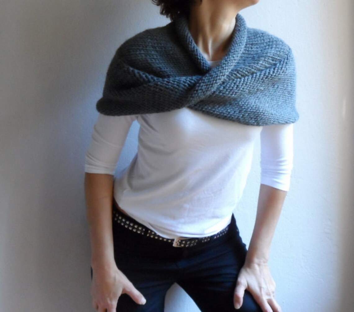 Knit Chunky Cape Hood Cowl Shawl Neckwarmer Loop Scarf | Etsy