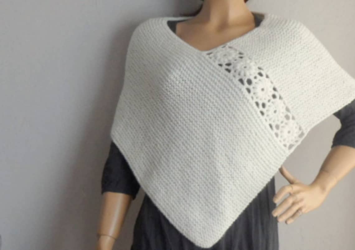 Cream Poncho Wedding Poncho Ivory Poncho Hand Knitted | Etsy