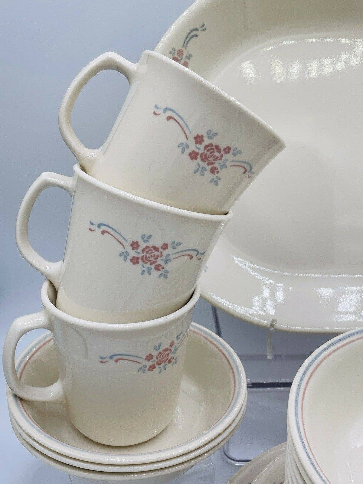 Corelle English Breakfast Dinner Set 31 Pc Serves 6 With Corning Mugs ...
