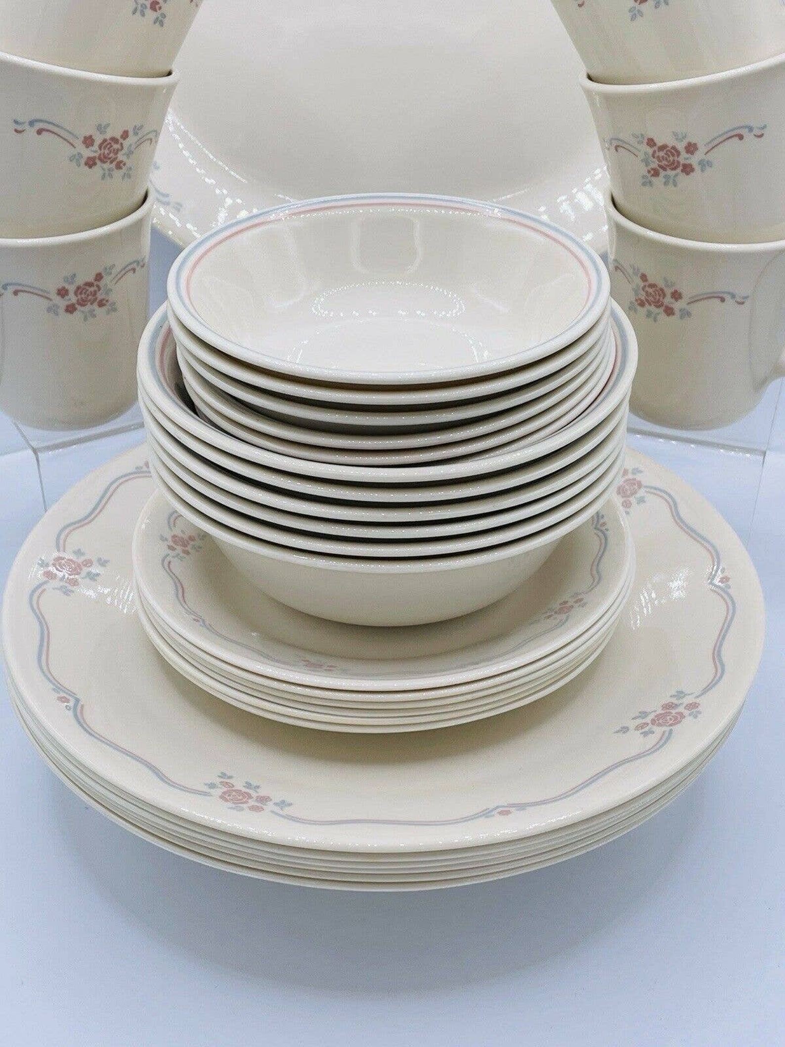Corelle English Breakfast Dinner Set 31 Pc Serves 6 With Corning Mugs ...