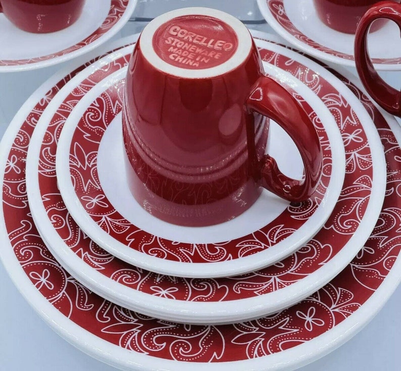 Corelle Bandhani 20 Pc Dinnerware Set Serves 4 Red Corelle - Etsy