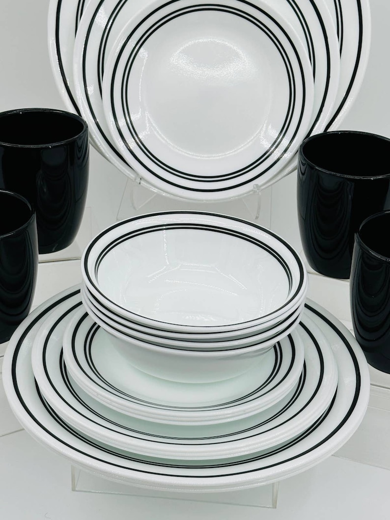 Corelle Classic Cafe Black 20 Pc Dinner Set Corelle Mugs - Etsy